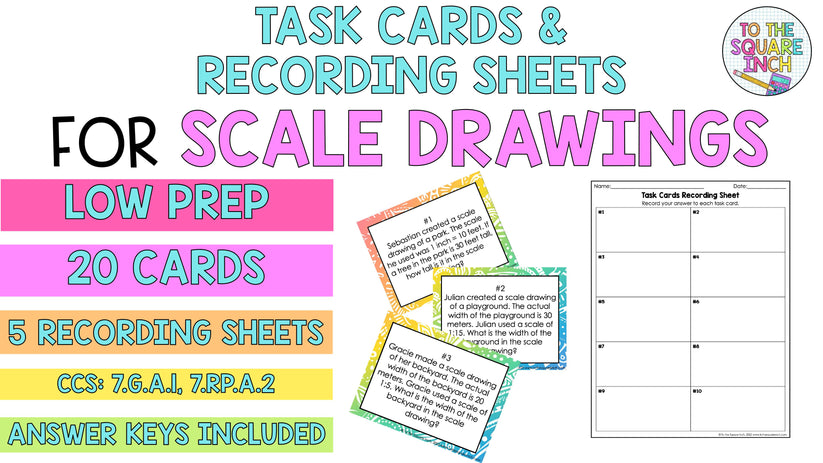 Scale Drawings Task Cards – To The Square Inch