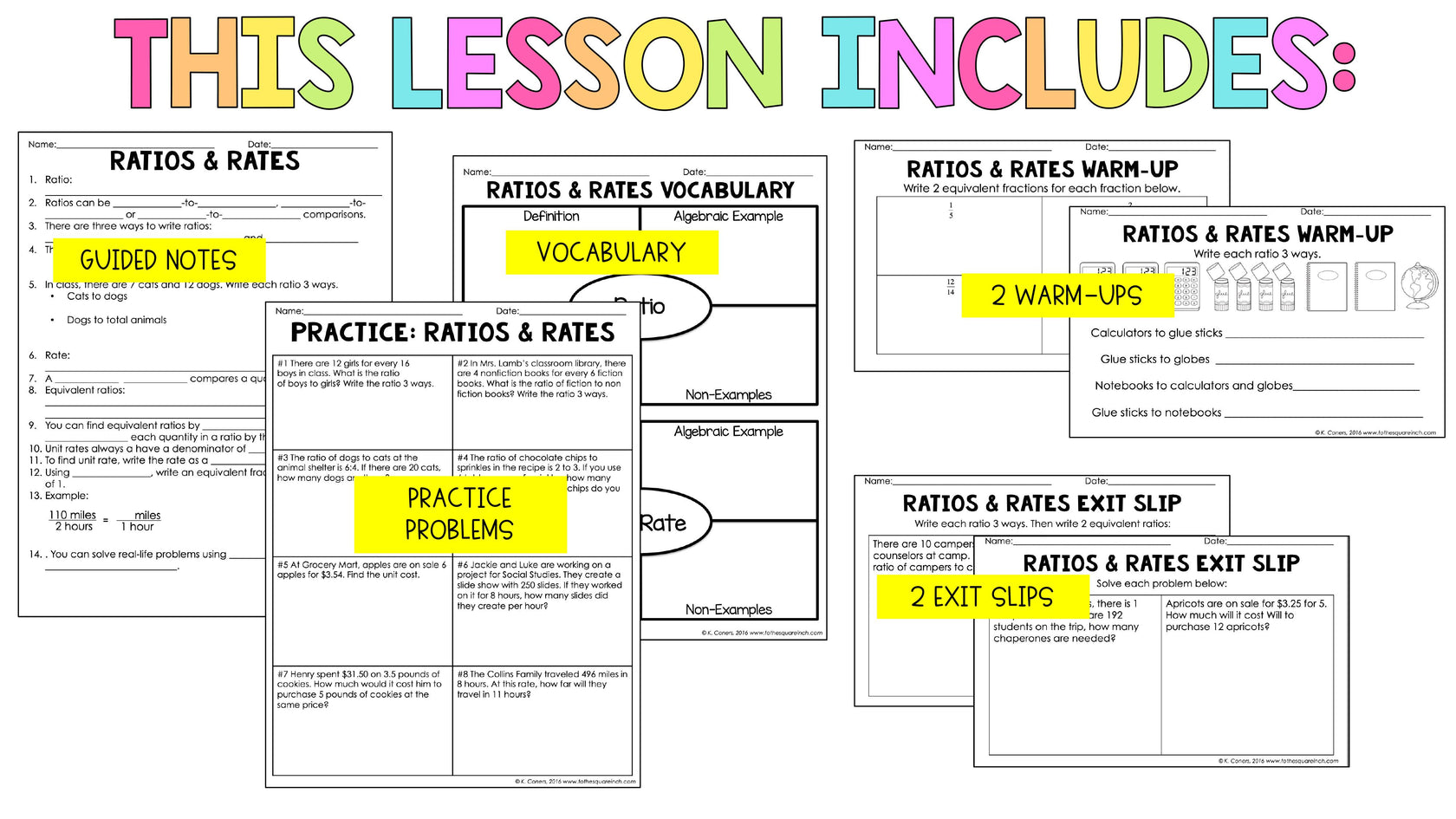 Middle School Math Reteaching Worksheets for 5th, 6th, 7th and 8th ...