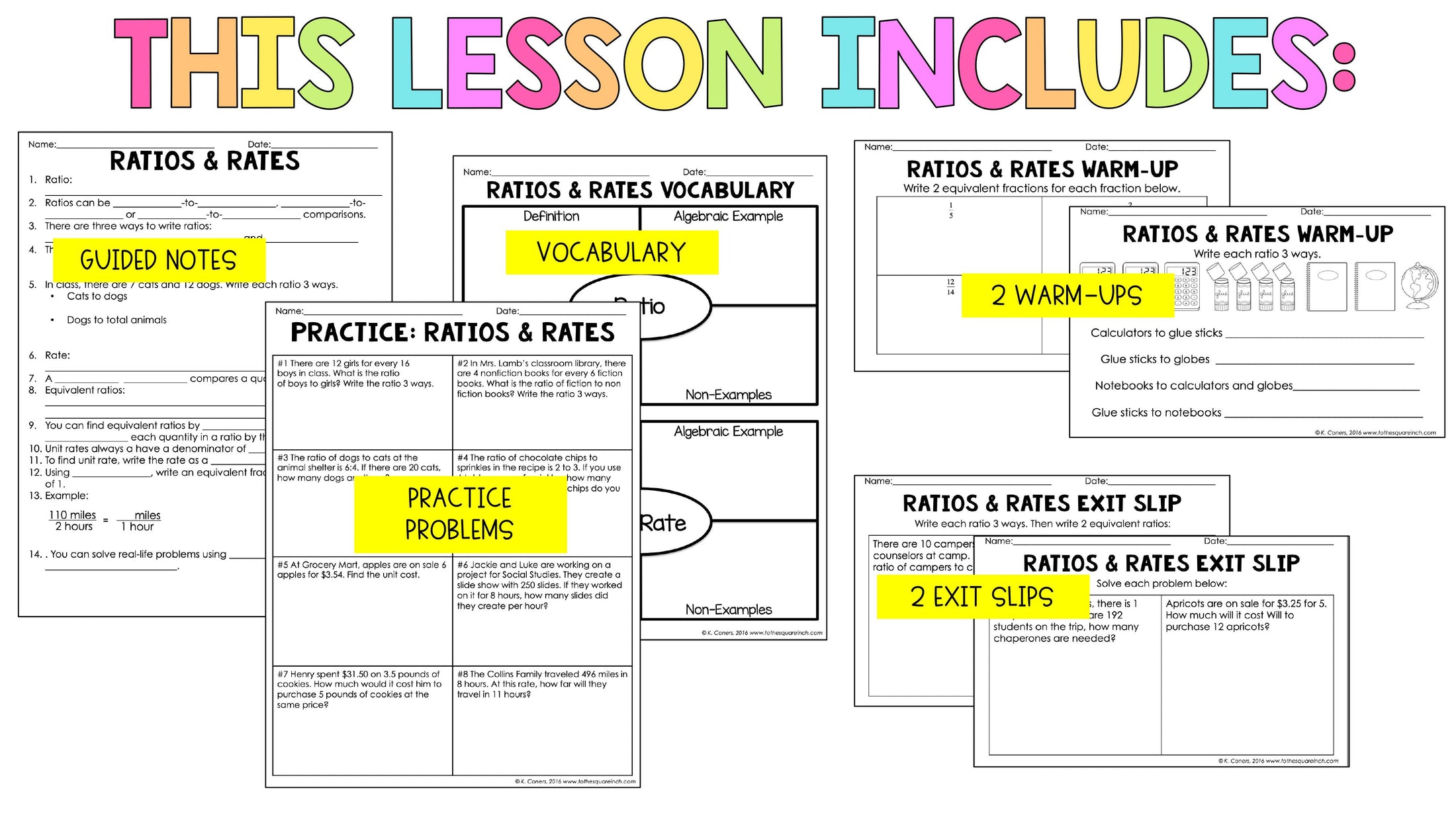 Middle School Math Reteaching Worksheets for 5th, 6th, 7th and 8th ...