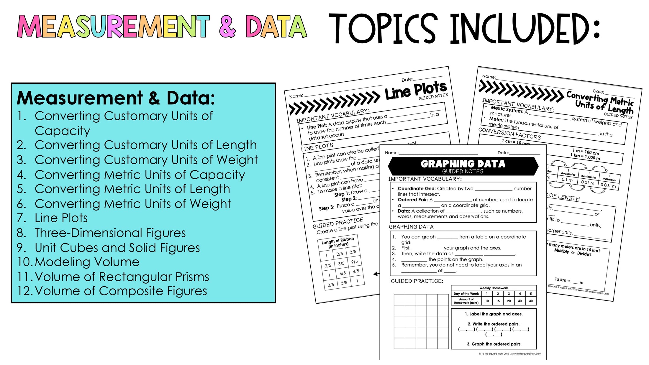 Middle School Math Reteaching Worksheets for 5th, 6th, 7th and 8th ...