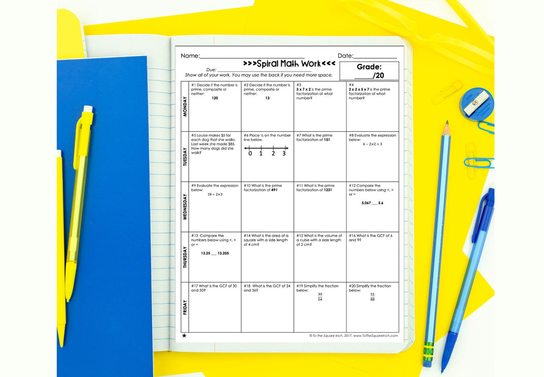6th Grade Product Catalog – To The Square Inch