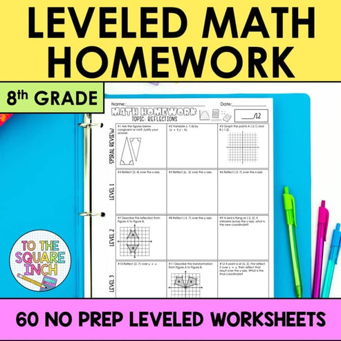 8th Grade Math Leveled Math Homework for the Entire Year – To The ...