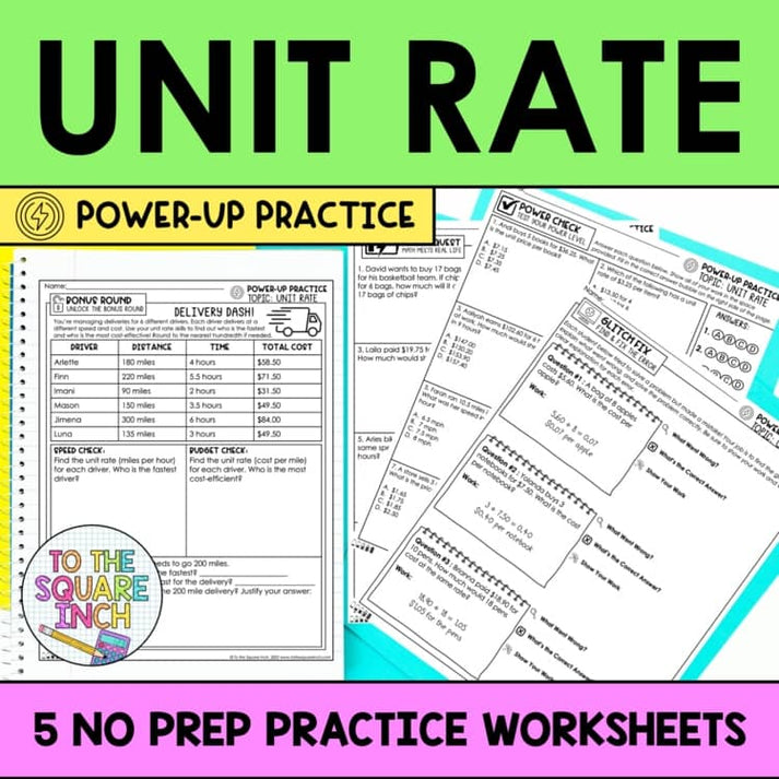 Unit Rate Practice Worksheets Ratio Practice Problems – To The Square Inch