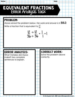 5th Grade Math Error Analysis Bundle To The Square Inch
