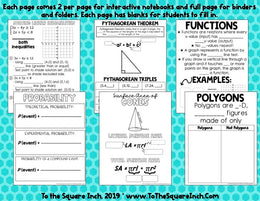 Math Guided Notes Reference Pages – To The Square Inch
