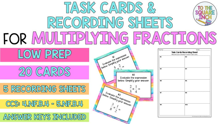 Multiplying Fractions Task Cards – To The Square Inch