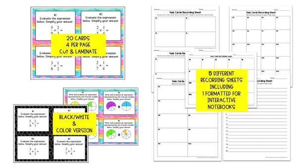 Multiplying Fractions Task Cards – To The Square Inch