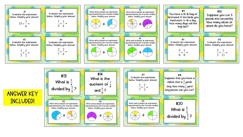 Dividing Fractions Task Cards – To The Square Inch