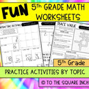 5th Grade Math FUN Worksheets – To The Square Inch