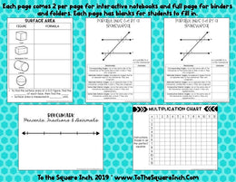 Math Guided Notes Reference Pages – To The Square Inch