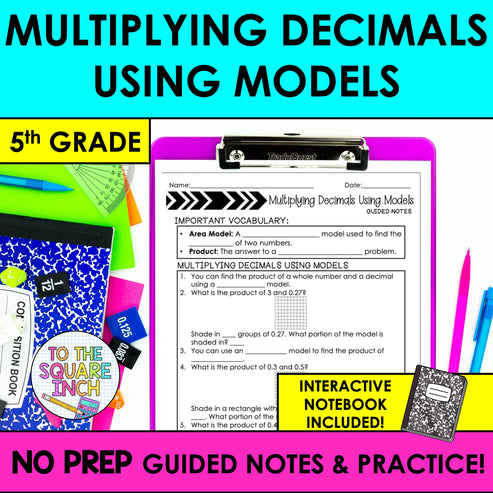 Multiplying Decimals Using Models Notes – To The Square Inch