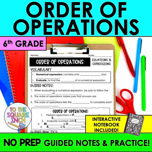 Order of Operations Notes – To The Square Inch