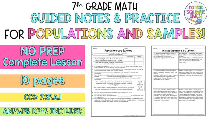 Populations and Samples Notes – To The Square Inch
