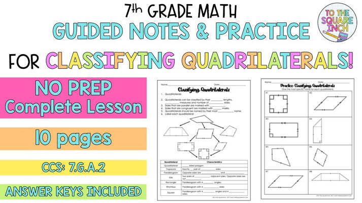 Quadrilaterals Notes – To The Square Inch