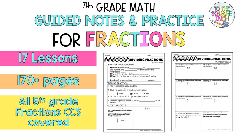 Fractions Bundle - 5th Grade Math Guided Notes – To The Square Inch