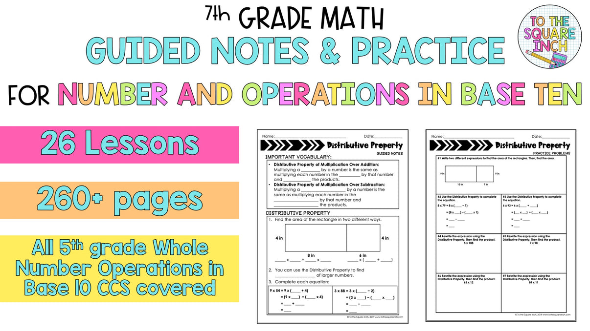 Numbers and Operations in Base Ten Bundle - 5th Grade Math Guided Note ...