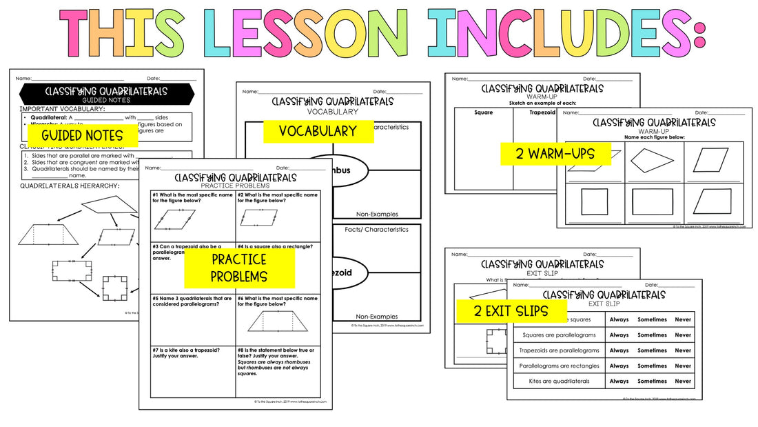 Classifying Quadrilaterals Notes – To The Square Inch