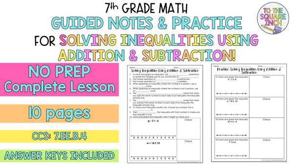 Solving Inequalities Using Addition and Subtraction Notes – To The ...