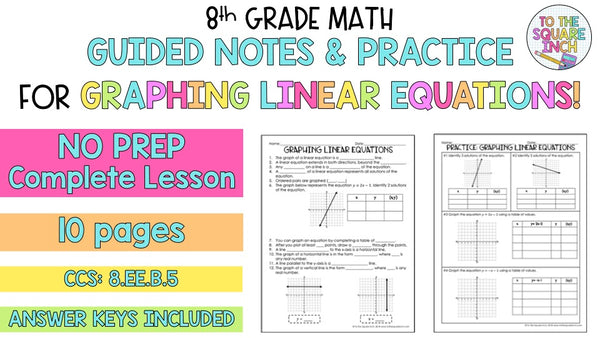 Graphing Linear Equations Notes – To The Square Inch