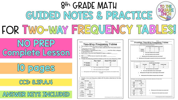 Two Way Frequency Table Notes – To The Square Inch