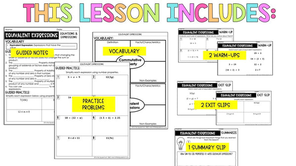 Equivalent Expressions Notes – To The Square Inch