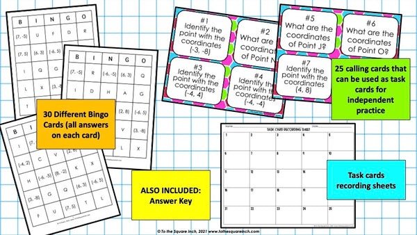 Coordinate Plane Bingo Game – To The Square Inch