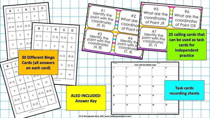 Coordinate Plane Bingo Game – To The Square Inch