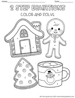 2 Step Equations Christmas Color and Solve – To The Square Inch